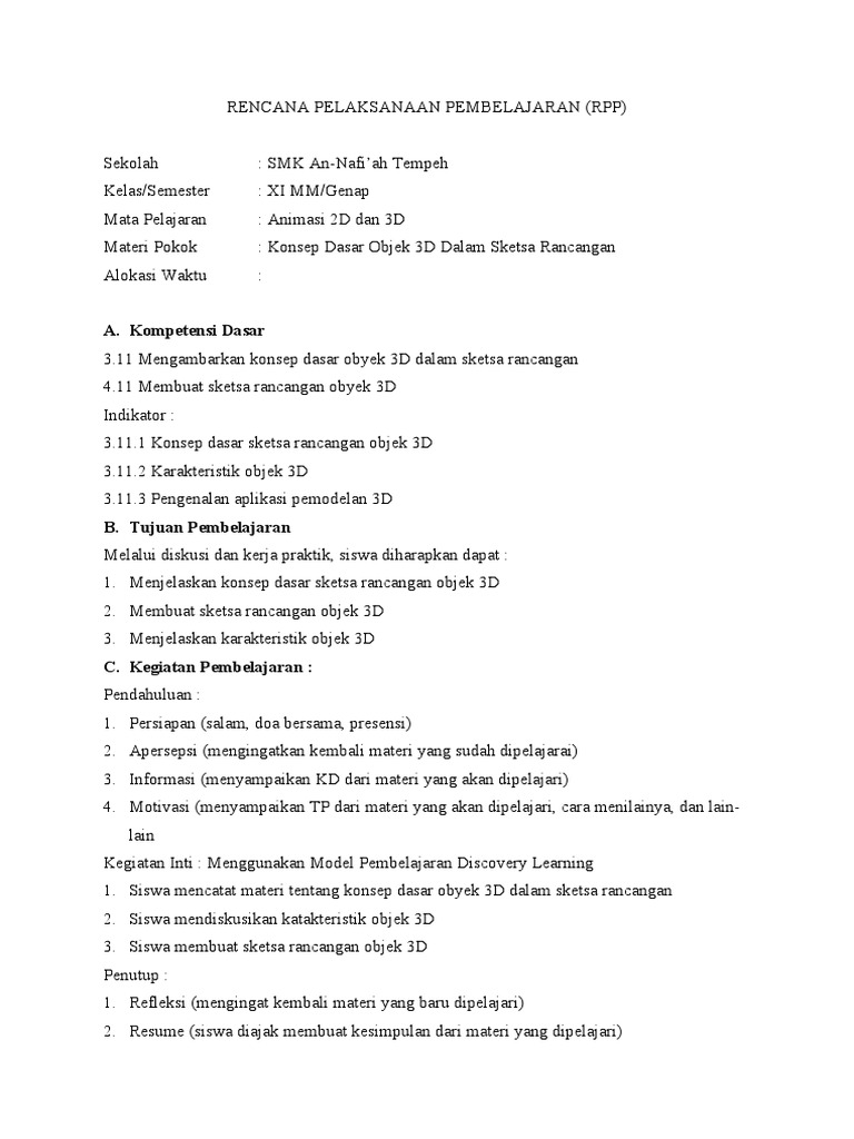 RPP 3.11 Animasi 2D | PDF