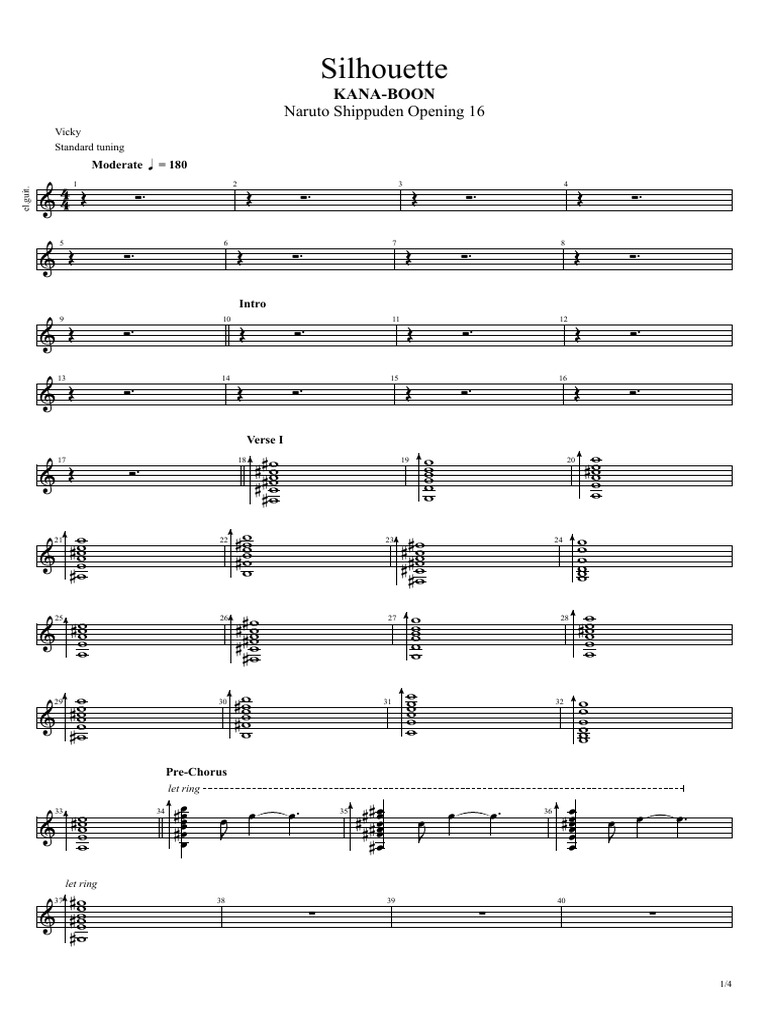 KANA-BOON - Silhouette (Vicky) | PDF | Songs | Musical Compositions