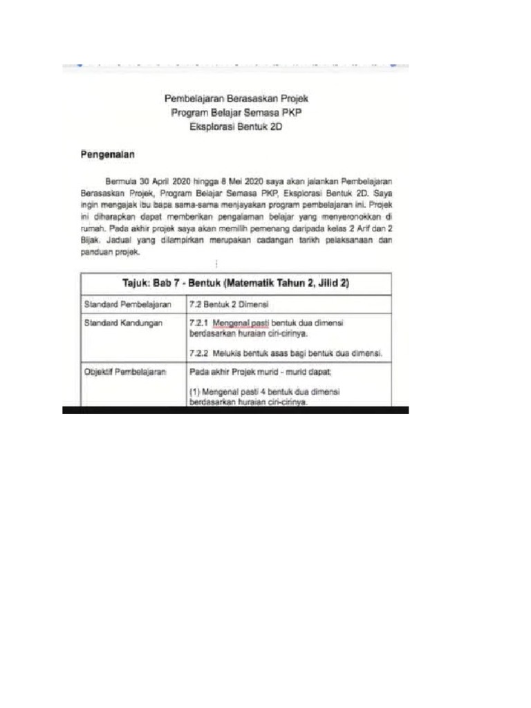 Contoh PBL Shape Tahun 2 | PDF
