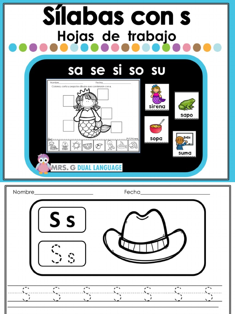 26 - Sílabas Con La Letra S - Sa, Se, Si, So, Su. Pjav | PDF