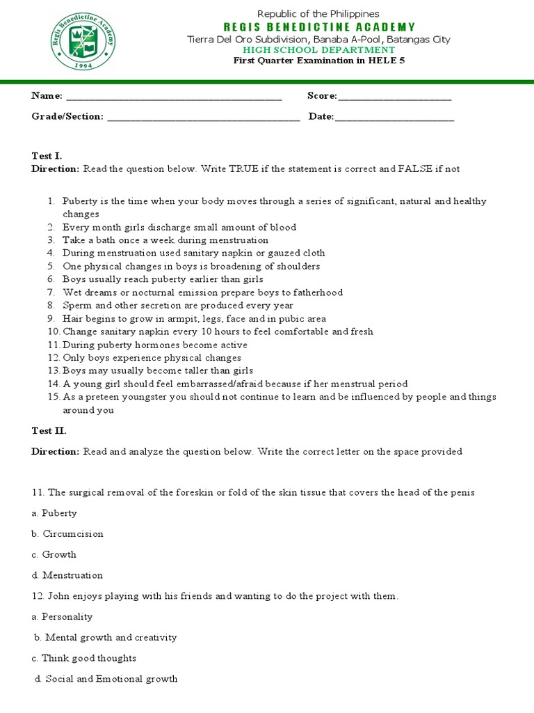 HELE Grade 5 | PDF | Preadolescence | Puberty