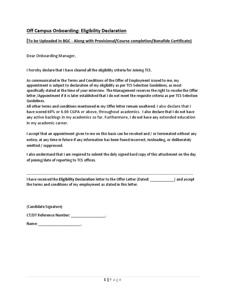 Step3 Eligibility Declaration-Mandatory To Upload Along With ...