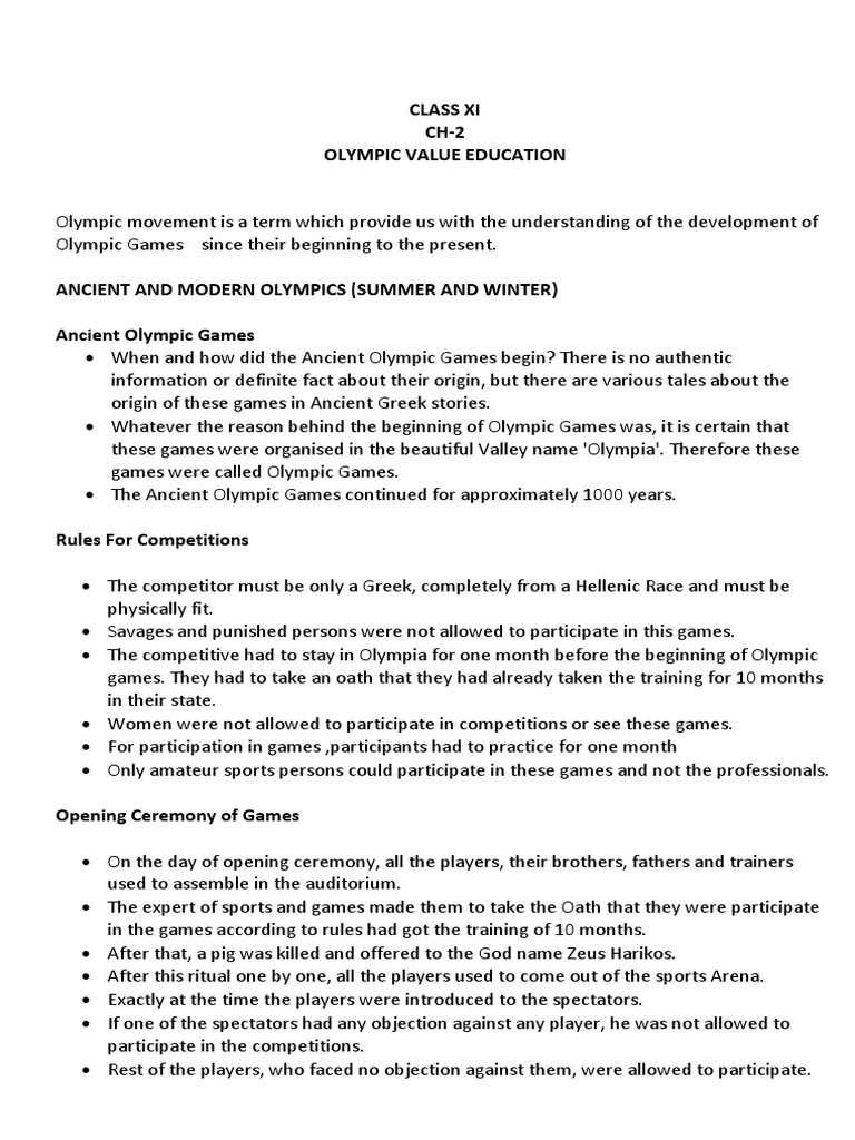 Class Xi Ch 2 Olympic Value Education Pdf Flexibility Anatomy