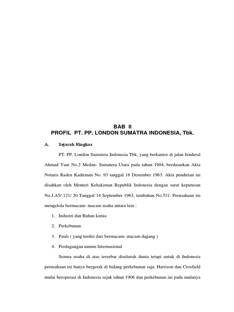 Profil PT. PP London Sumatra Indonesia | PDF
