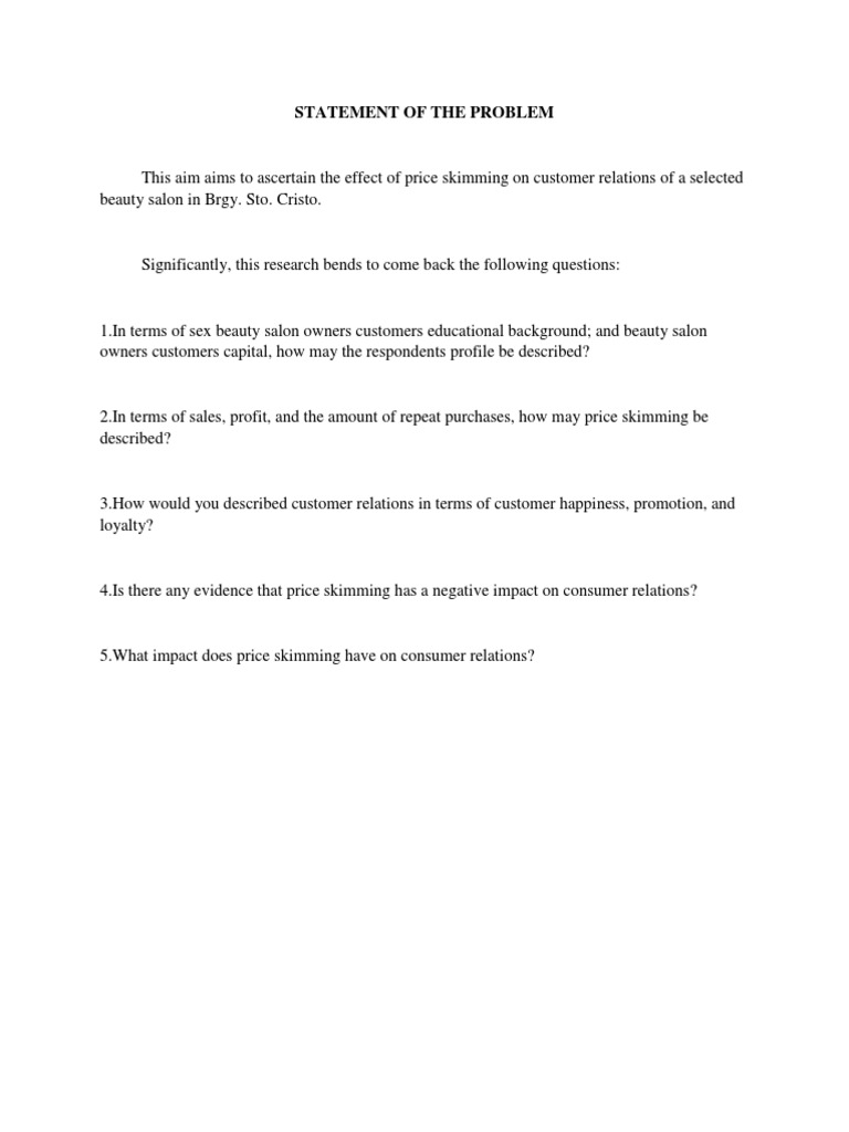 Statement of The Problem | PDF