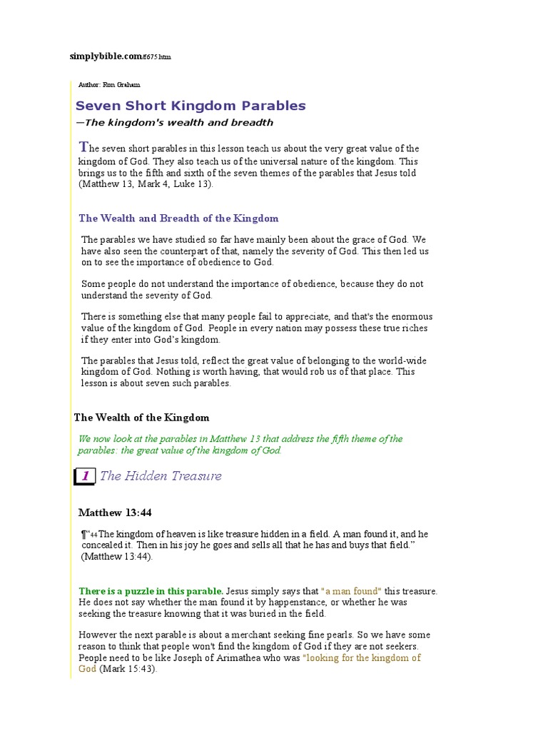 Seven Short Kingdom Parables: The Hidden Treasure | PDF | Parables Of ...