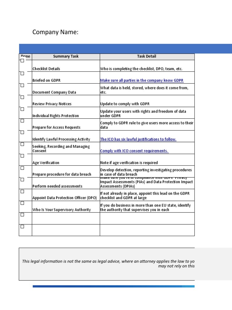 GDPR Compliance Checklist ProjectManager FD CM | PDF | Data Management ...