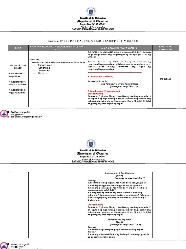 WHLP Filipino 10 Leap Q4 Weeks 7 8 | PDF