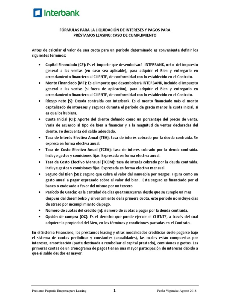 Formulas y Ejemplos Leasing | PDF | Finanzas y administración del ...