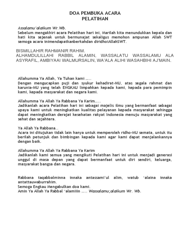 Doa Pelatihan | PDF