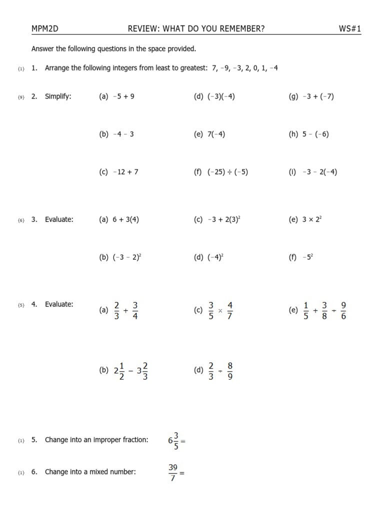 MPM2D Review Questions and Answers | PDF | Mathematical Concepts ...