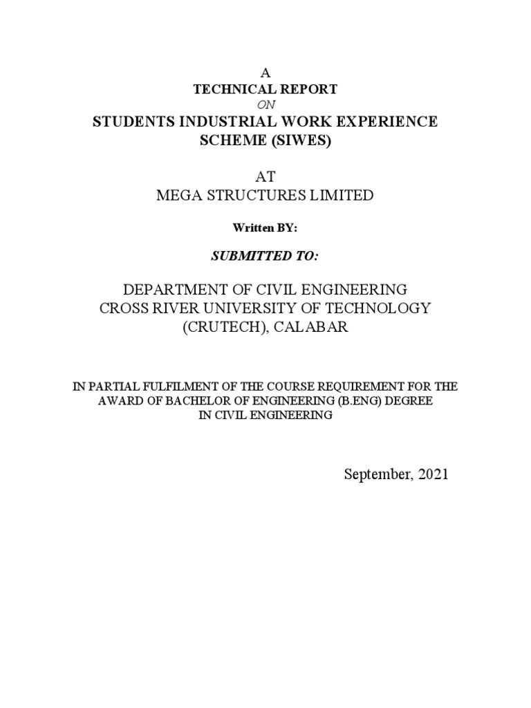 Students Industrial Work Experience Scheme (Siwes) : AT Mega Structures ...