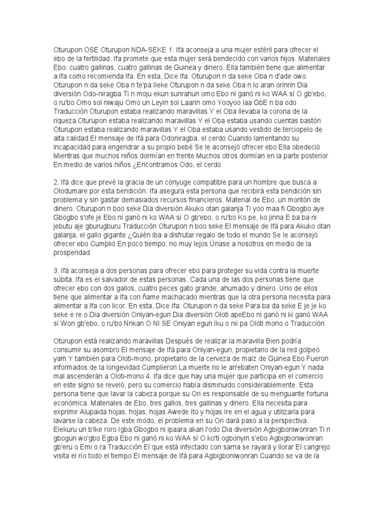 Ose Oturupon | Descargar gratis PDF | Santeria | Religión étnica