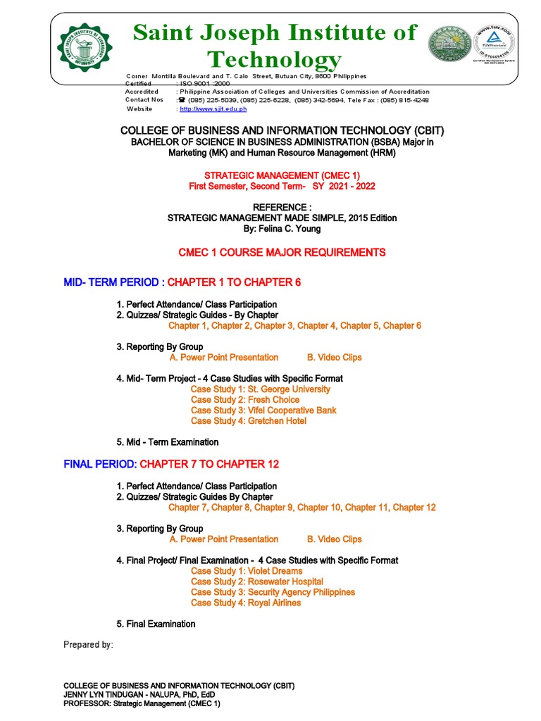 CMEC 1 Course Major Requirments Strategic Guides | PDF | Strategic Management | Business