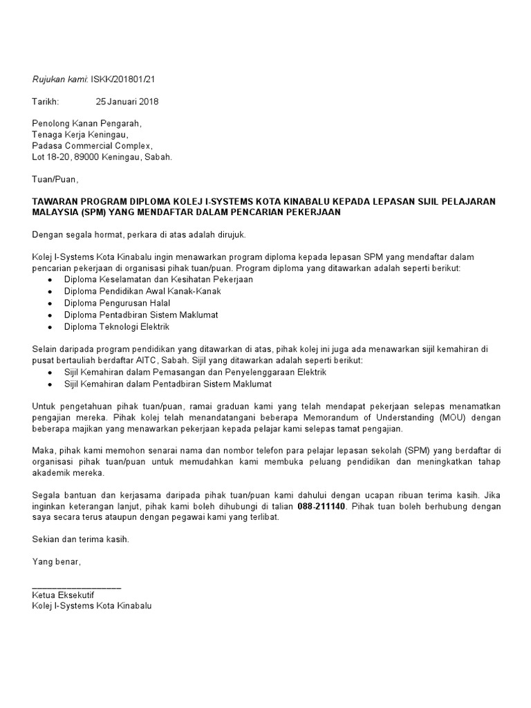 Surat JTK | PDF | Bisnis