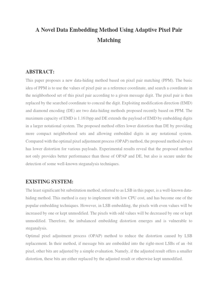 A Novel Data Embedding Method Using Adaptive Pixel Pair Matching Pdf Histogram Function 5253
