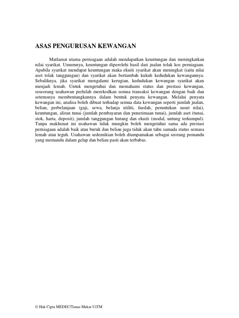 Asas Pengurusan Kewangan | PDF