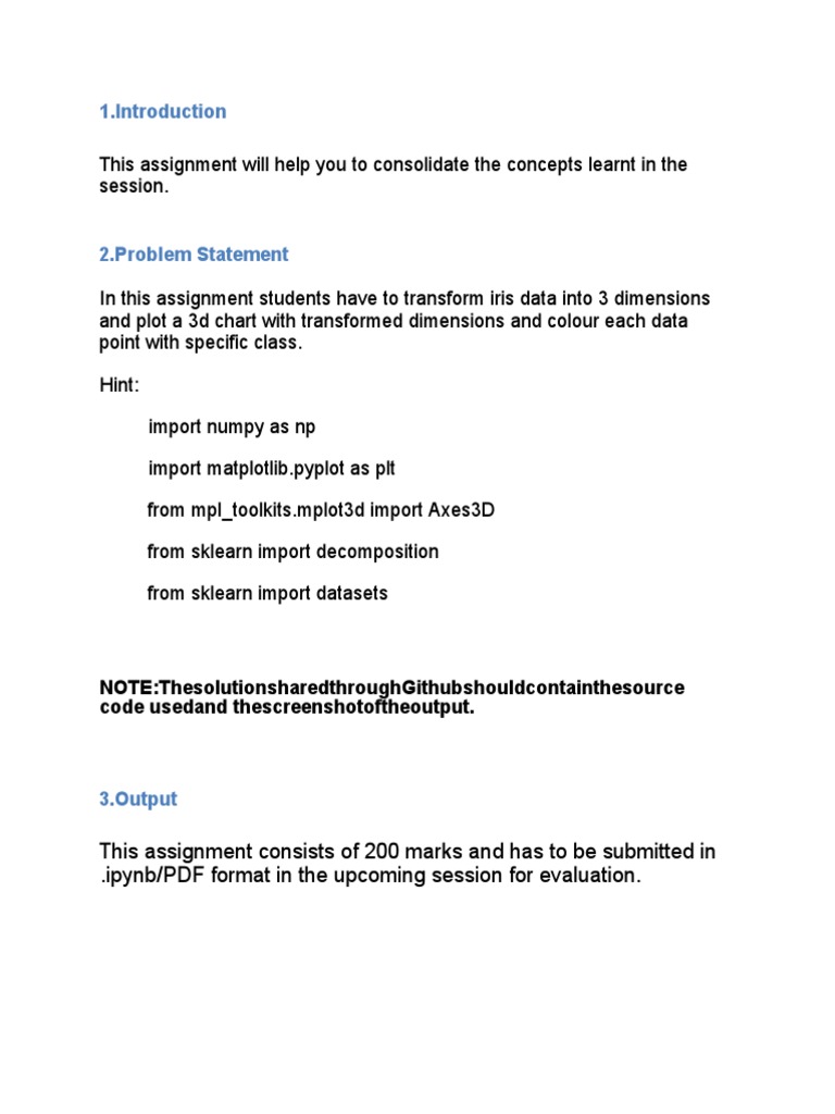 This Assignment Consists of 200 Marks and Has To Be Submitted in .ipynb ...