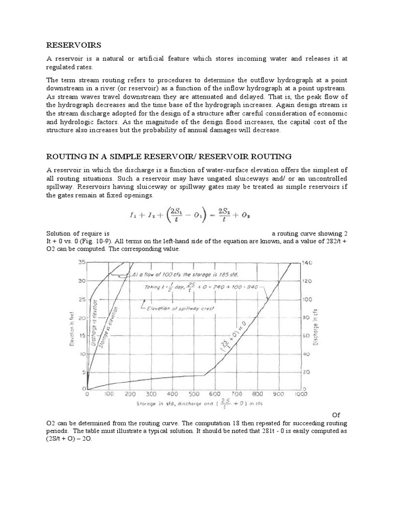 Routing in A Simple Reservoir | PDF | Discharge (Hydrology) | Reservoir