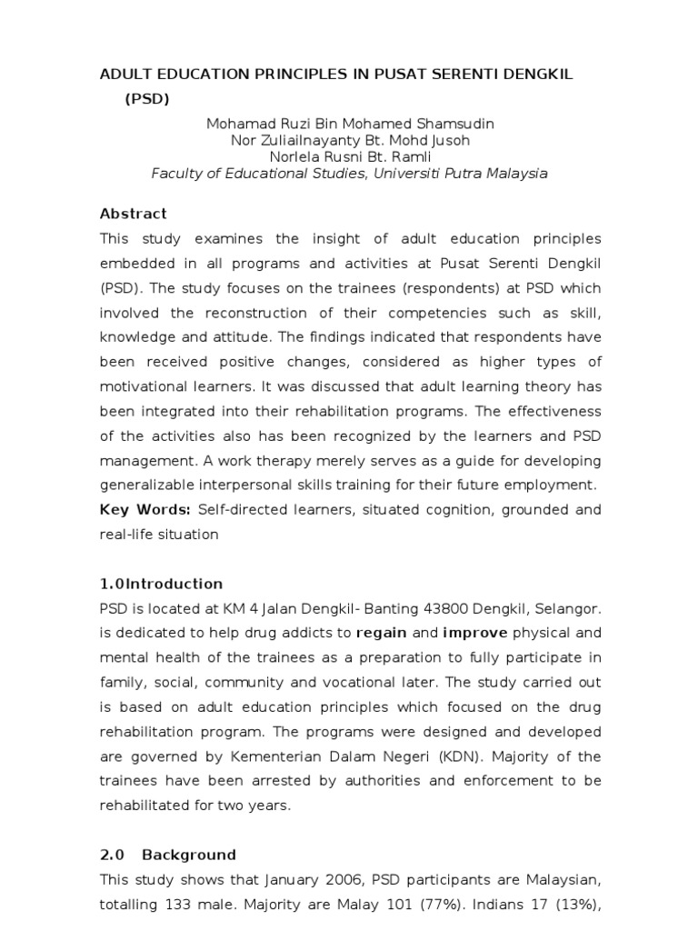 Pusat Serenti Dengkil | PDF | Drug Rehabilitation | Substance Dependence