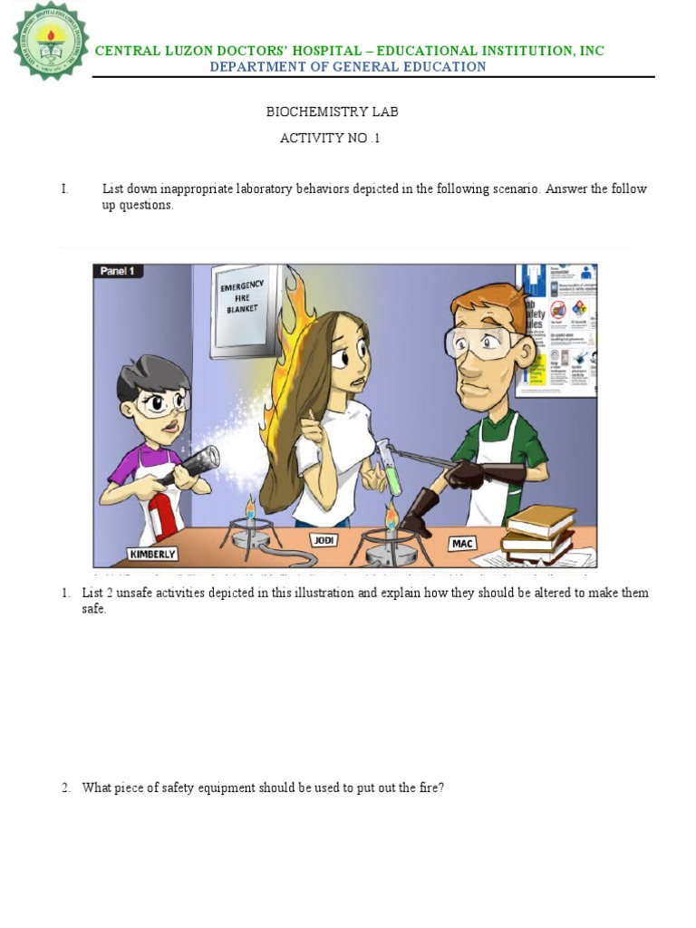 Lab Safety Scenarios and Corrections | PDF