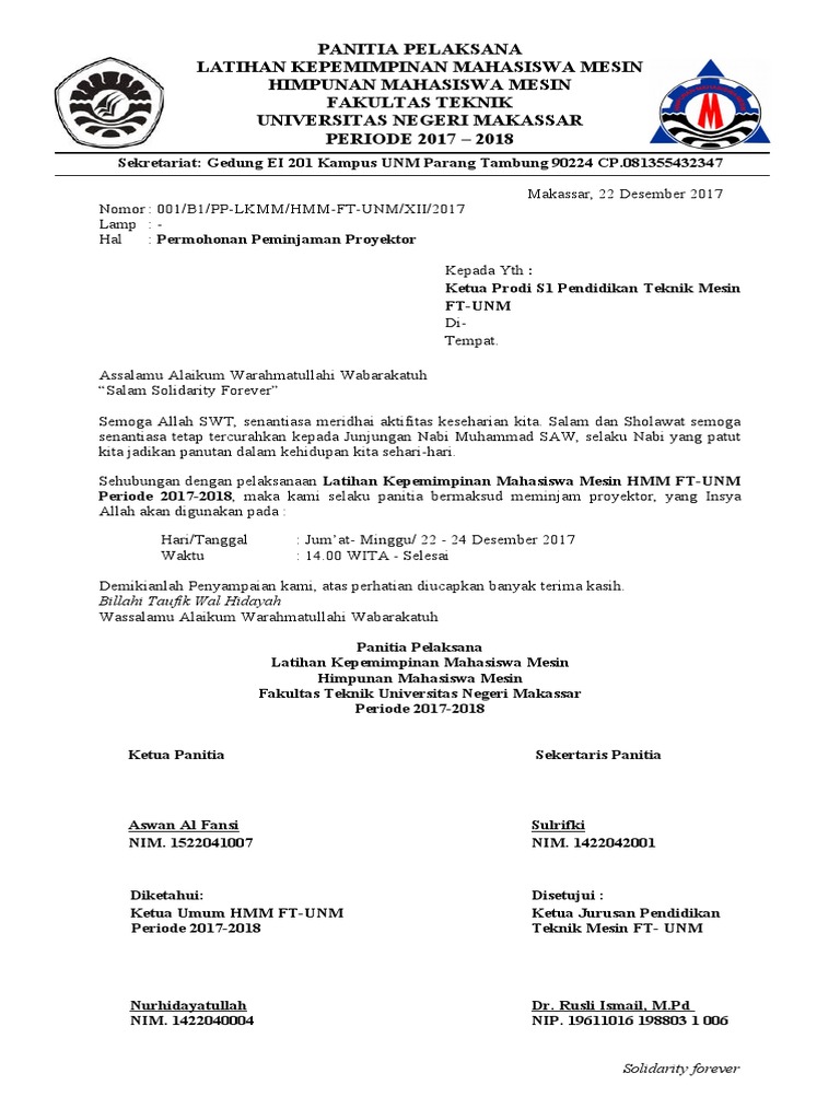 001 Permohonan Peminjaman Proyektor | PDF