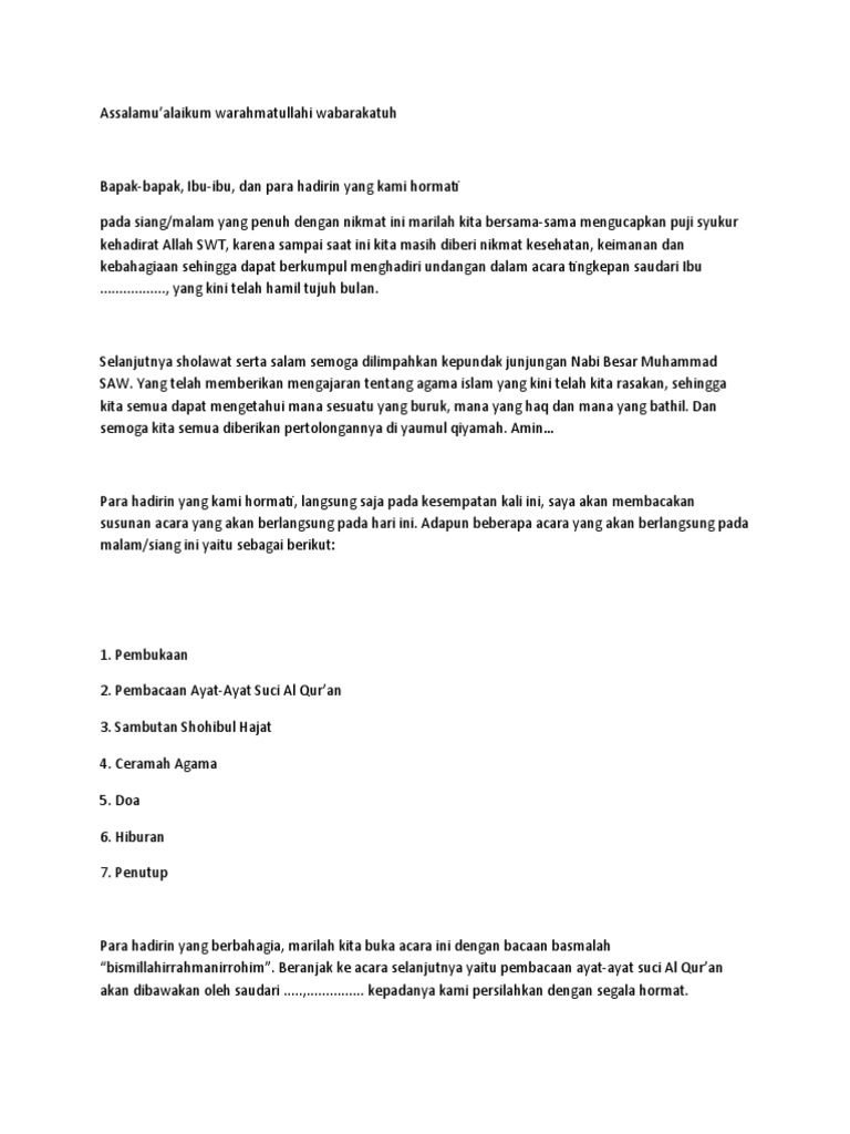 Susunan Acara 7 Bulan | PDF