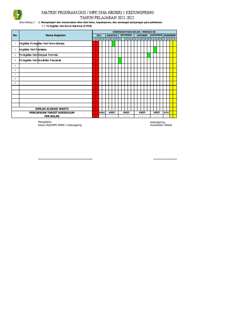 Matriks Program Kerja OSIS 2021-2022 | PDF | Kajian Bahasa Asing