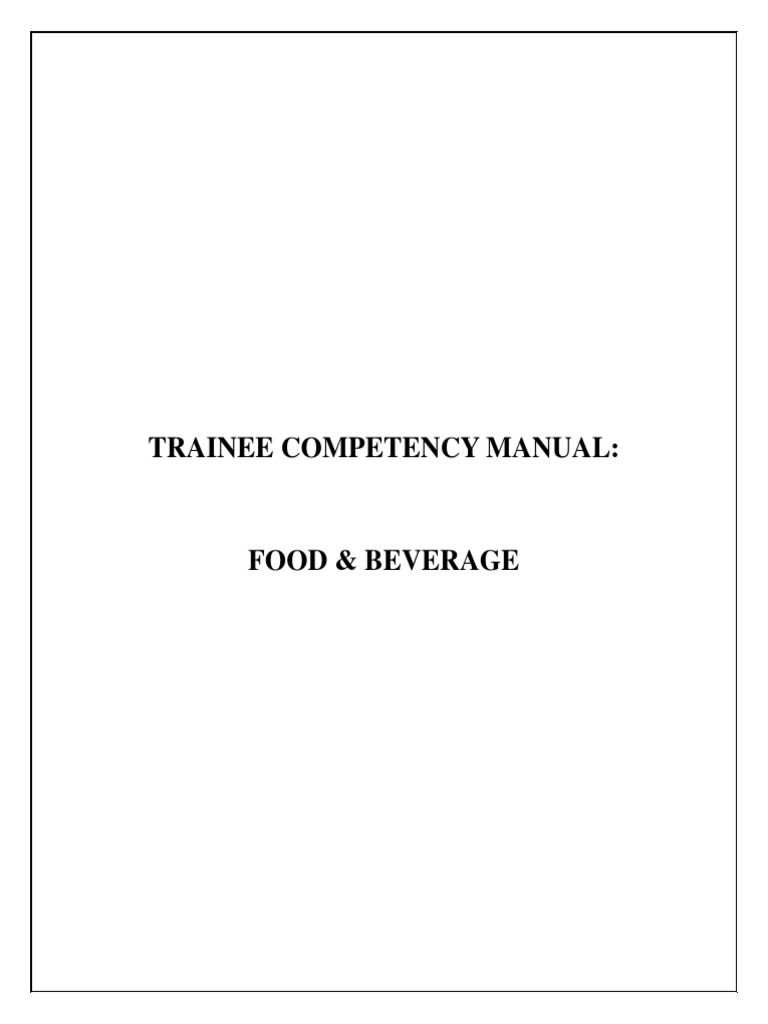 Food Beverage Competency Manual | PDF | Payments | Tableware