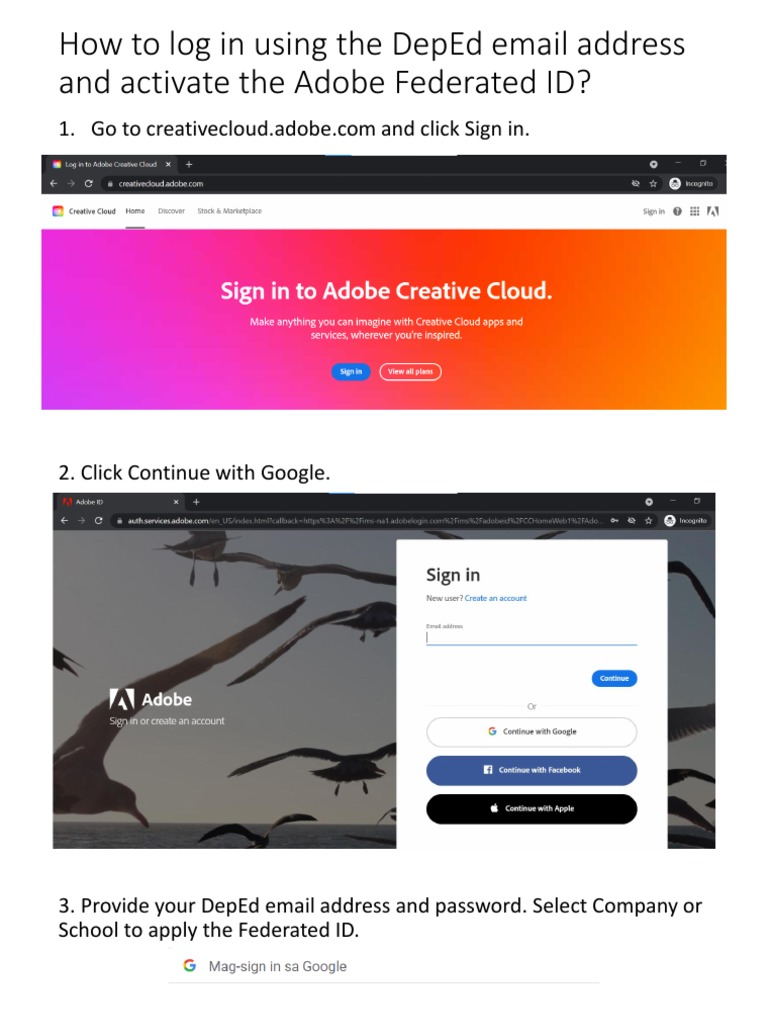 How To Log in Using The Deped Email Address and Activate The Adobe ...