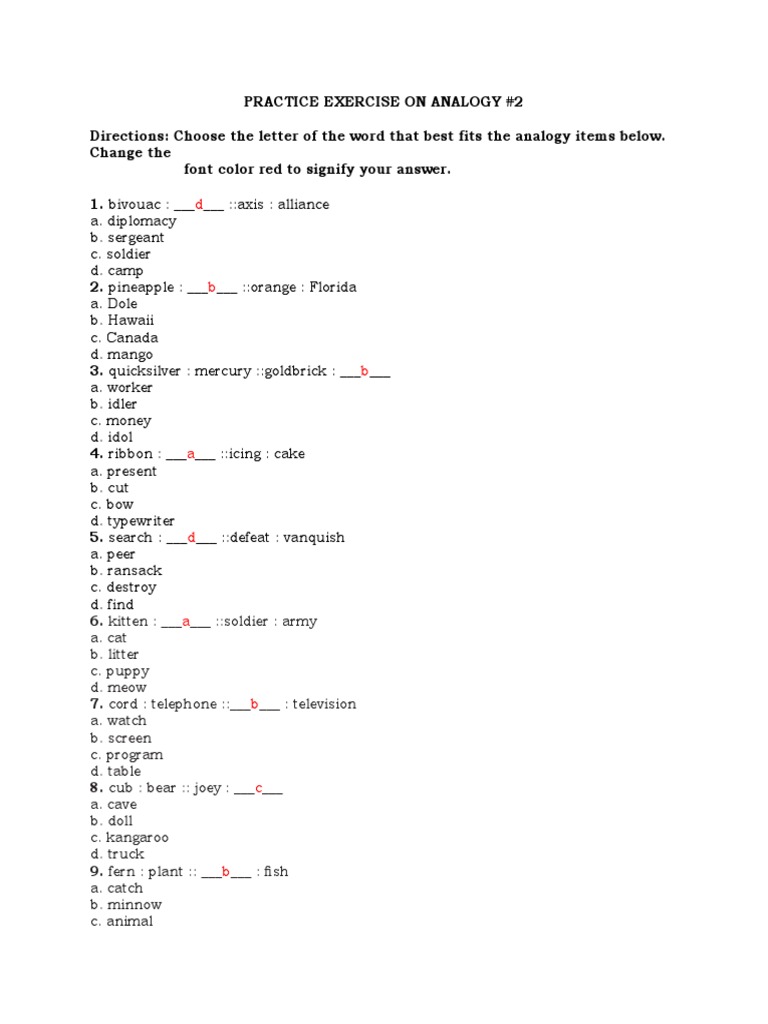 Analogy Practice Worksheet | PDF | Teaching Methods & Materials | History