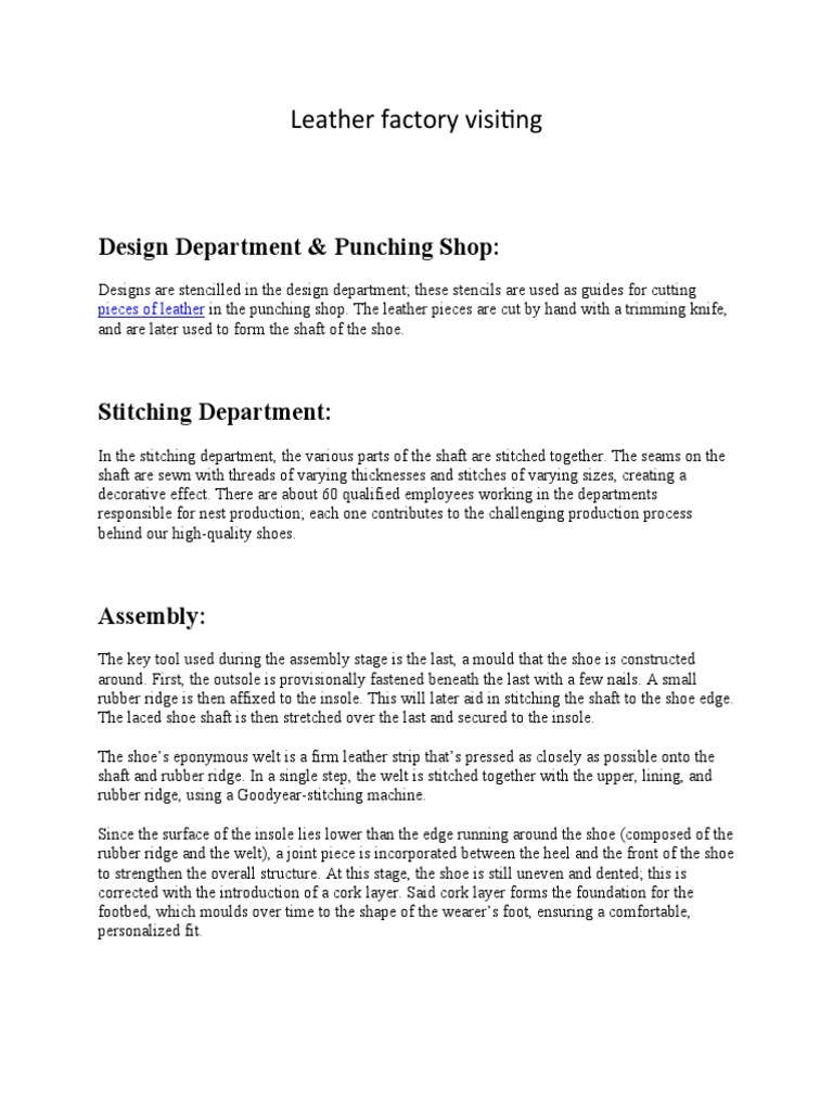 Leather Factory Visiting | PDF | Shoe | Consumer Goods