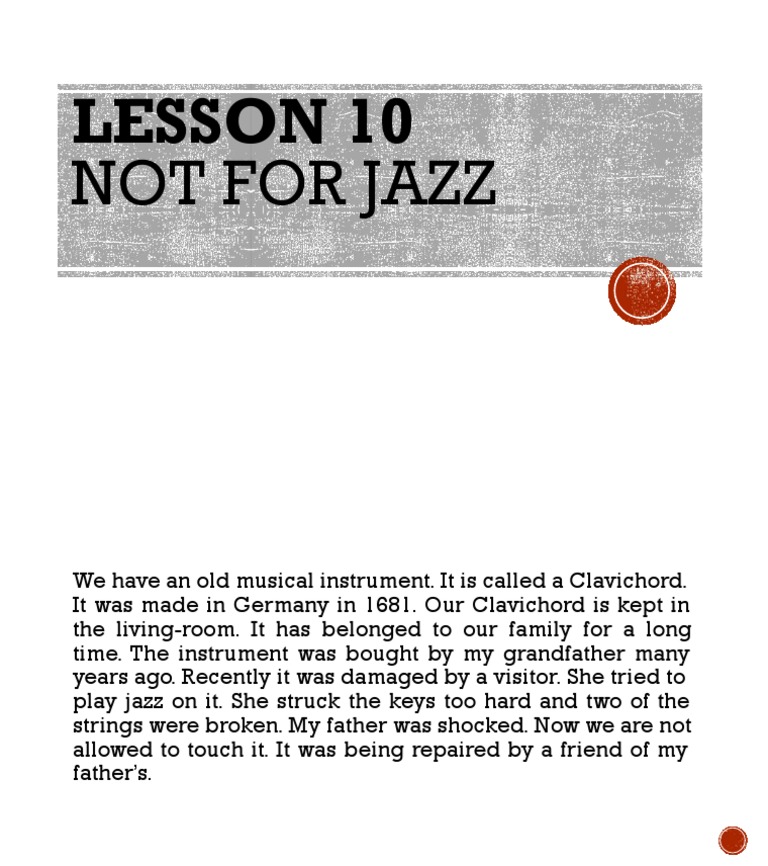 Lesson 10: Not For Jazz | PDF