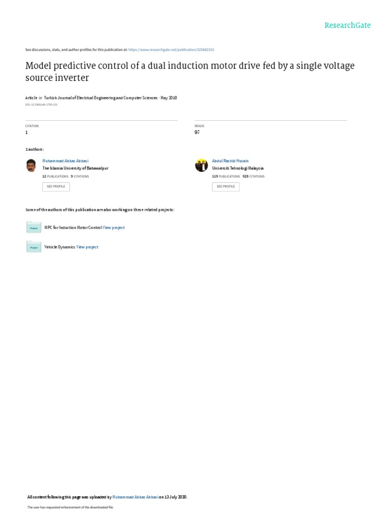Model Predictive Control Of A Dual Induction Motor Pdf Electric Motor Power Inverter