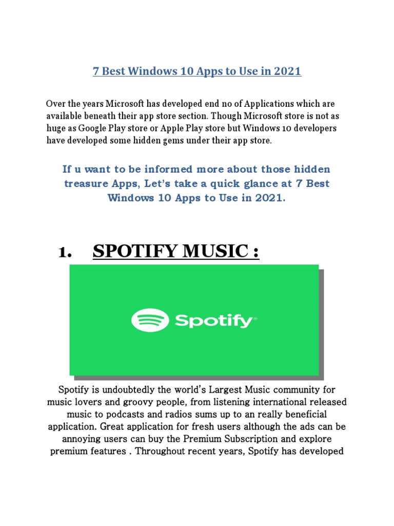 7 Best Windows 10 Apps To Use in 2021 | PDF | Application Software ...