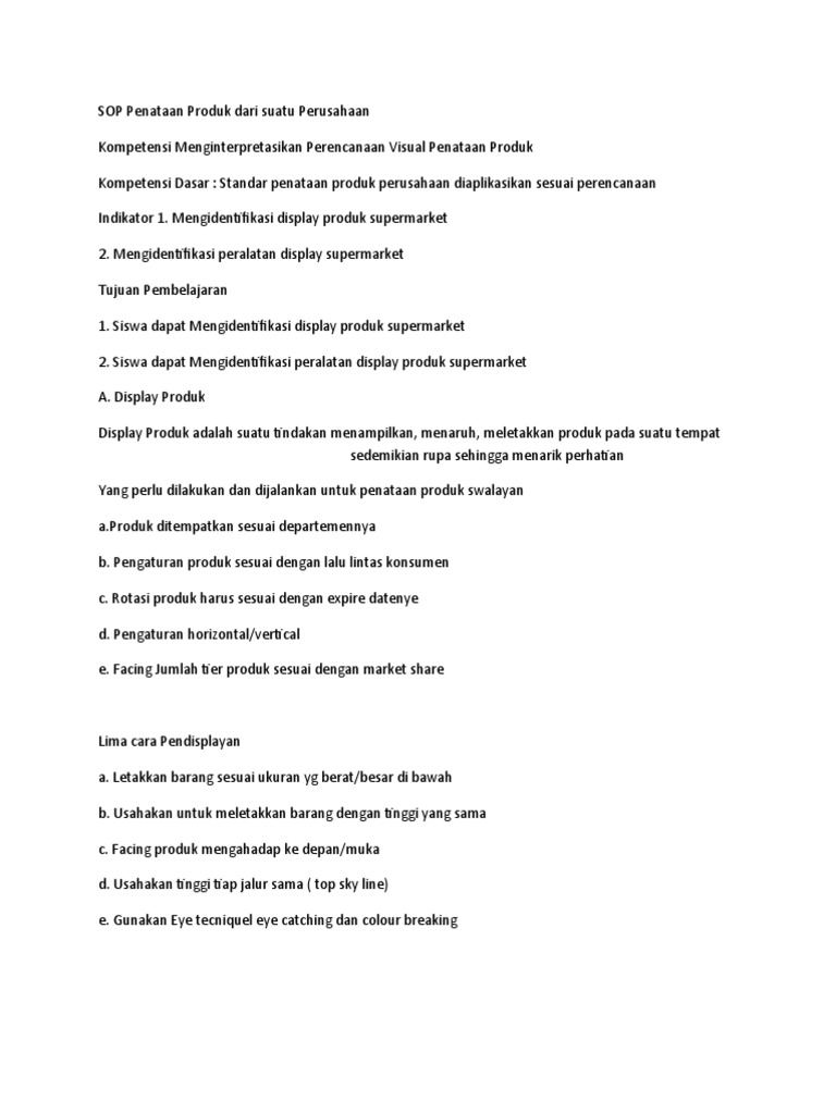 Panduan Penataan Produk Supermarket | PDF
