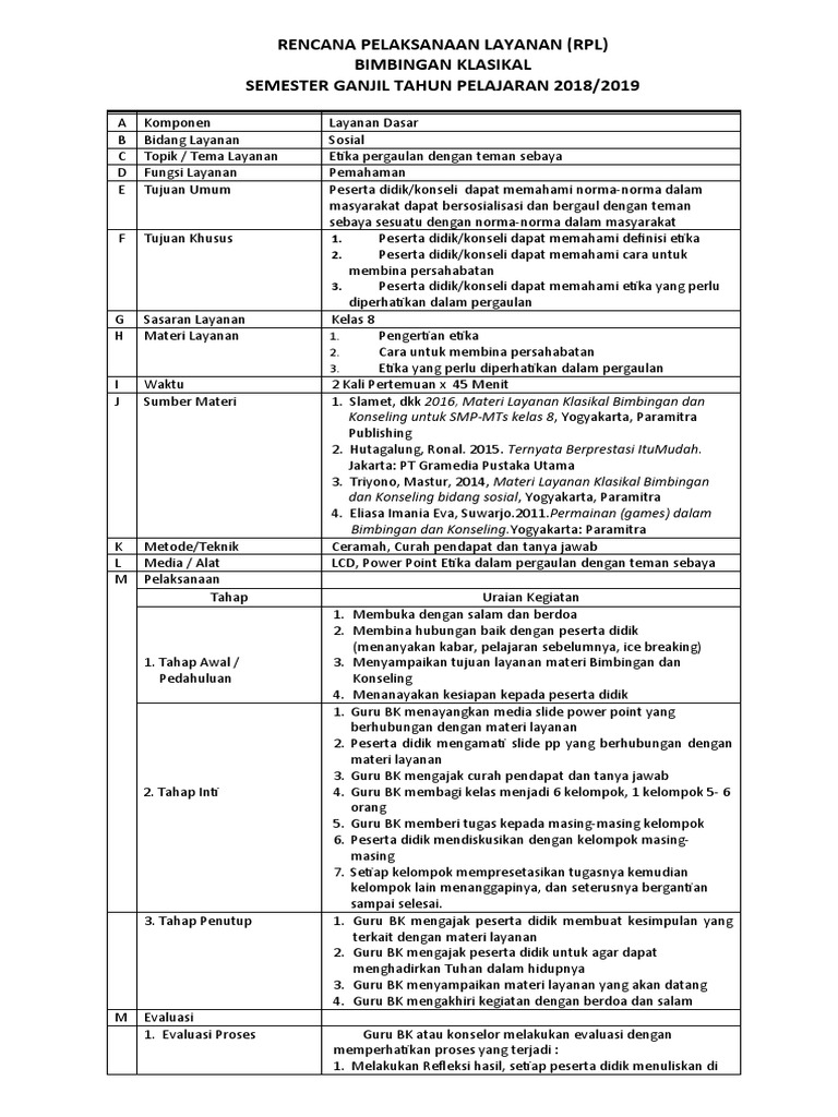 RPL BK KLS 8 Klasikal 3 | PDF