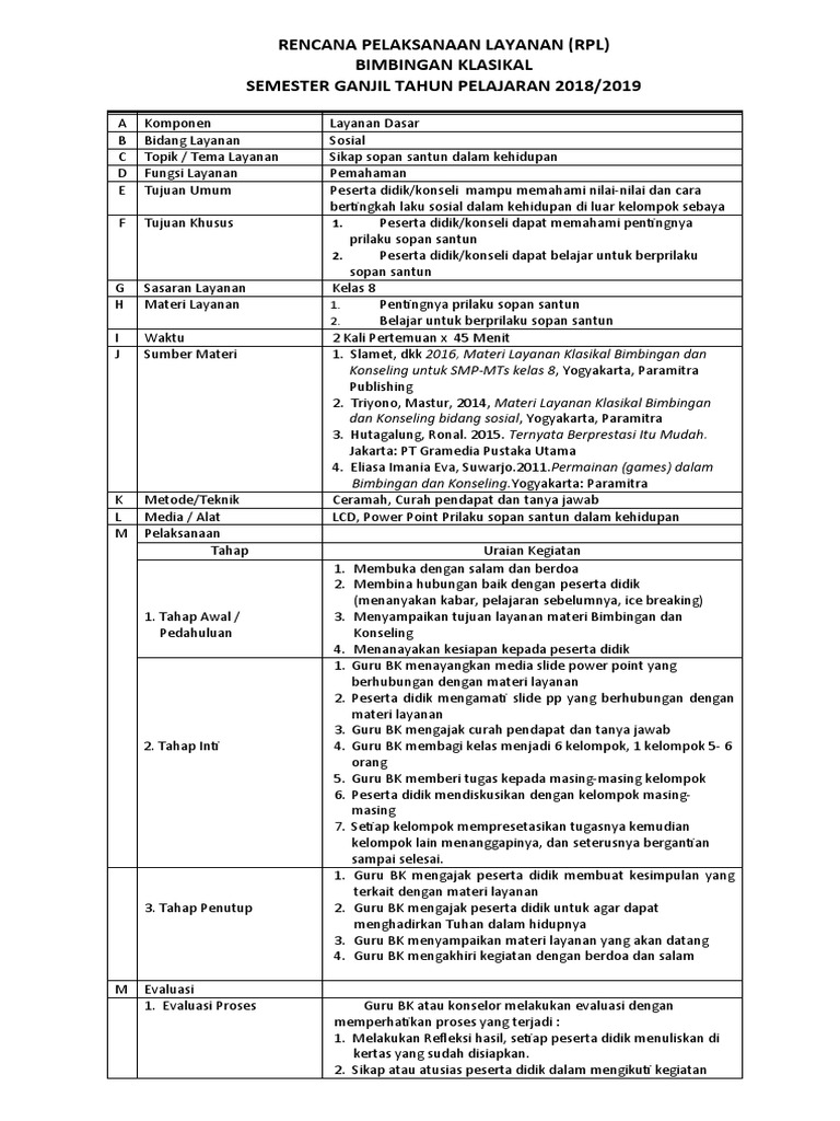 RPL BK Kls 8 Klasikal 4 | PDF