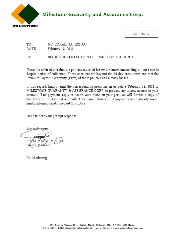 1st Notice - Collection | PDF | Business Law | Financial Services