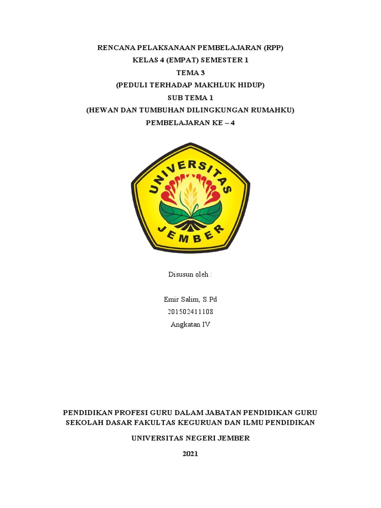 1 RPP PPG 3 Kelas 4 - Tema 3 St1 Pb4 Untuk Dikumpulkan | PDF