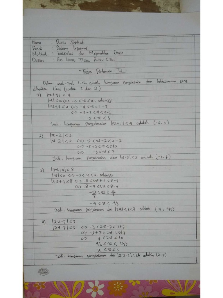 Tugas Ke 3 Kalkulus Dan Matematika Dasar | PDF