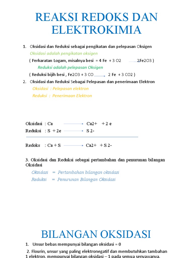 Reaksi Redoks Dan Elektrokimia | PDF | Metode & Bahan Ajar | Sains ...