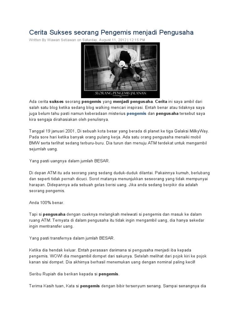 Cerita Sukses Seorang Pengemis Menjadi Pengusaha | PDF
