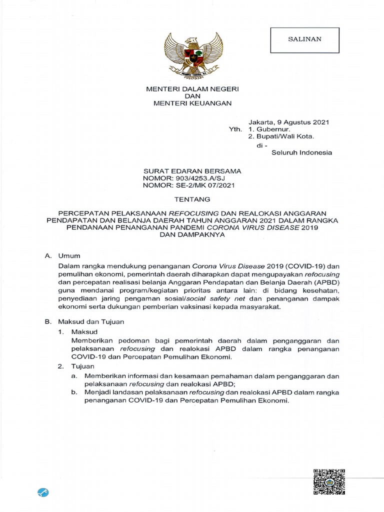 SEB-2 - MK.07 - 2021 Mendagri Dan Menkeu | PDF