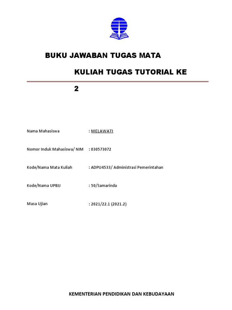 JAWABAN TUGAS TUTORIAL KE 2 ADPU4533 Administrasi Pemerintahan | PDF
