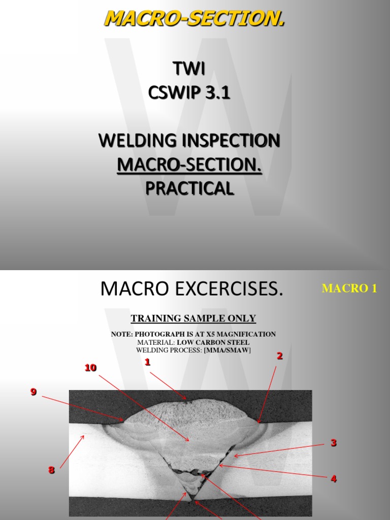 TWI CSWIP 3.1 Welding Inspection Macro-Section. Practical | PDF ...
