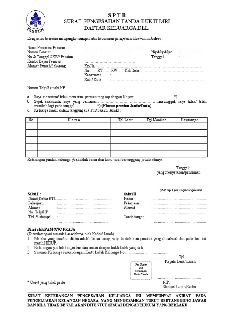 Blanko S P T B Untuk Klim | PDF