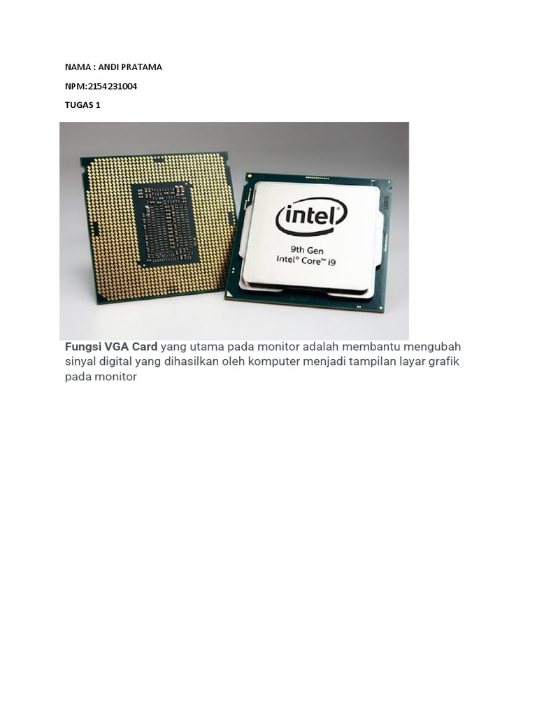 Fungsi VGA Card Yang Utama Pada Monitor Adalah Membantu Mengubah | PDF