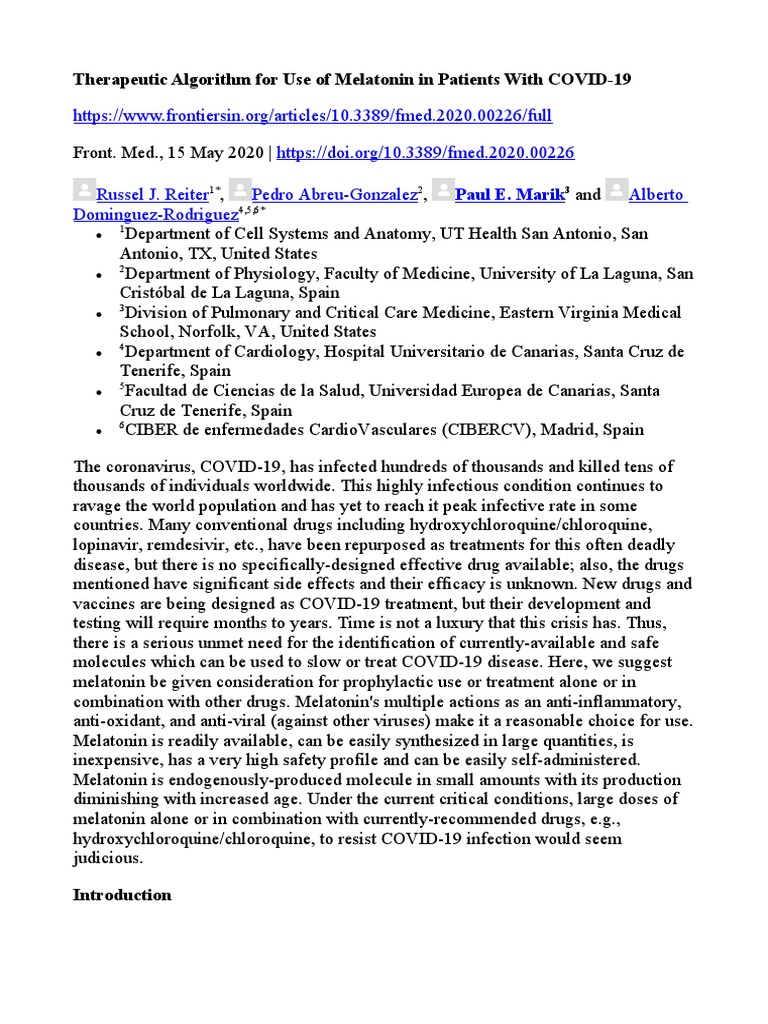 Russel J. Reiter Pedro Abreu-Gonzalez Alberto Dominguez-Rodriguez | PDF ...