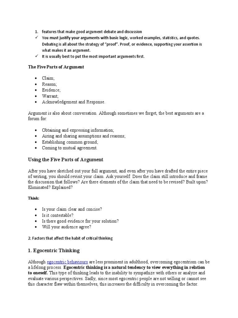 Using The Five Parts of Argument | PDF | Critical Thinking | Argument